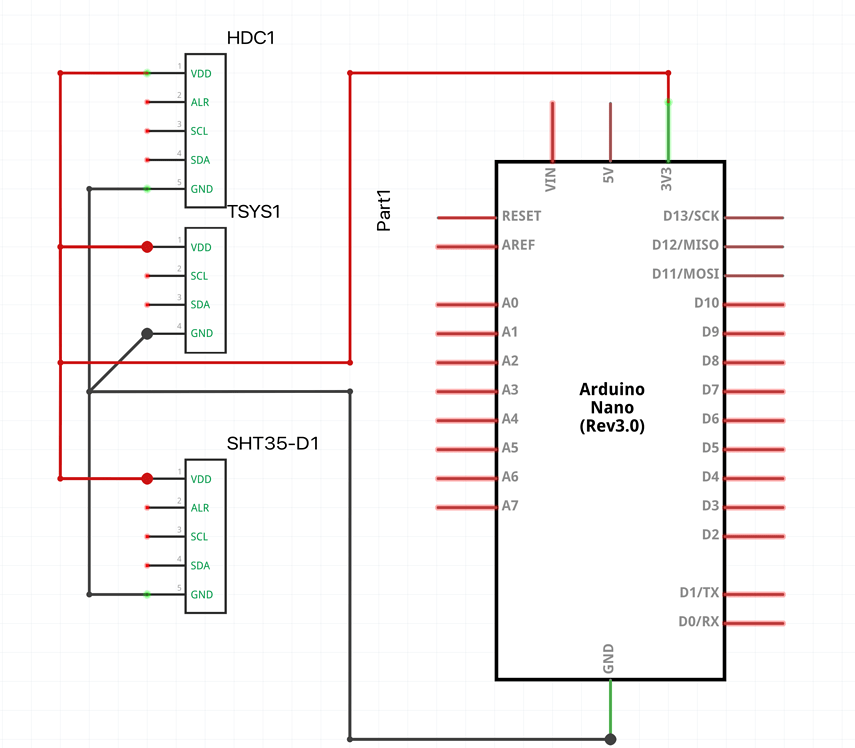 Fritzing components Temperature and Humidity sensors SHT35-D TSYS01 ...