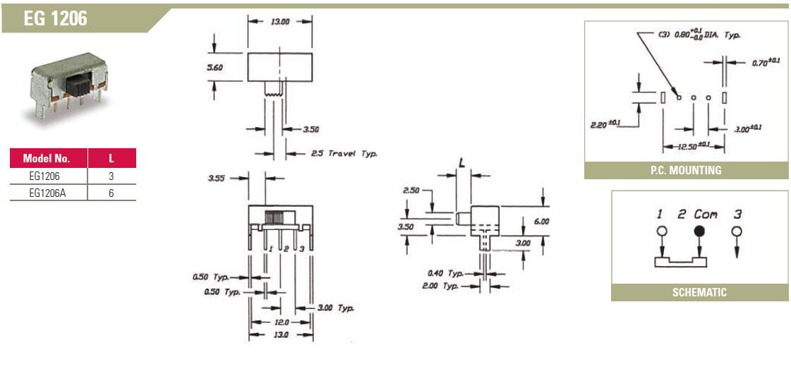 spdt slide switch schematic